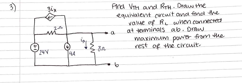 Solved Find VTH and RTH. Draw the equivalent circuit and | Chegg.com