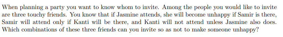 Solved When planning a party you want to know whom to | Chegg.com