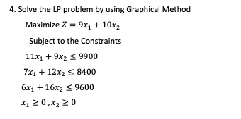 Solved 4. Solve the LP problem by using Graphical Method | Chegg.com