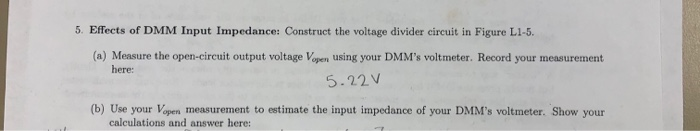 5. Effects of DMM Input Impedance: Construct the | Chegg.com