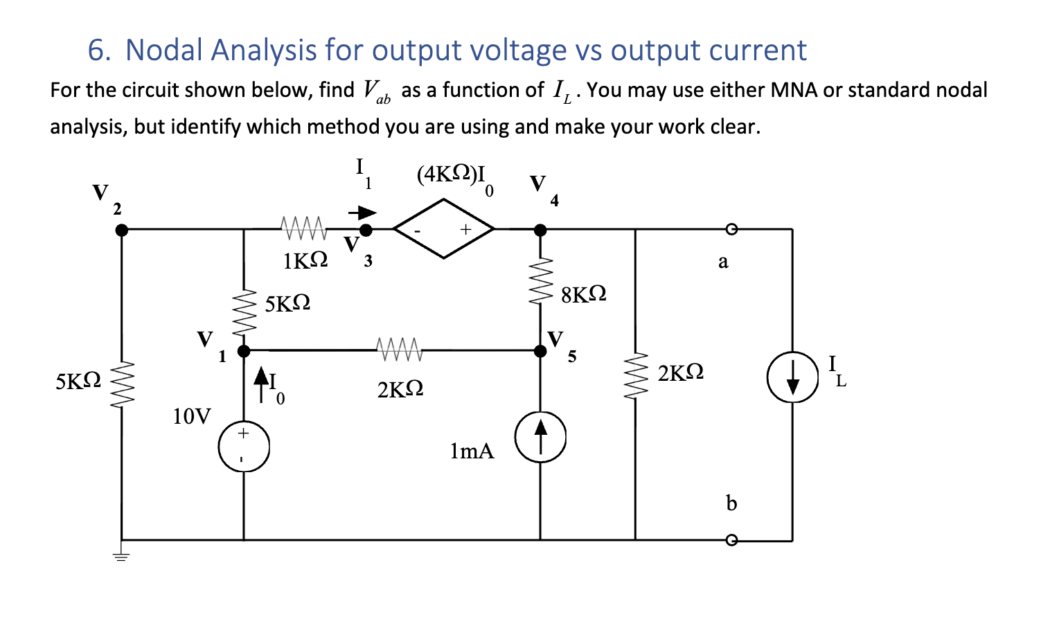 Solved Nodal Analysis for output voltage vs output current | Chegg.com