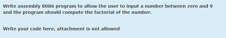 Solved Write assembly 8086 program to allow the user to | Chegg.com
