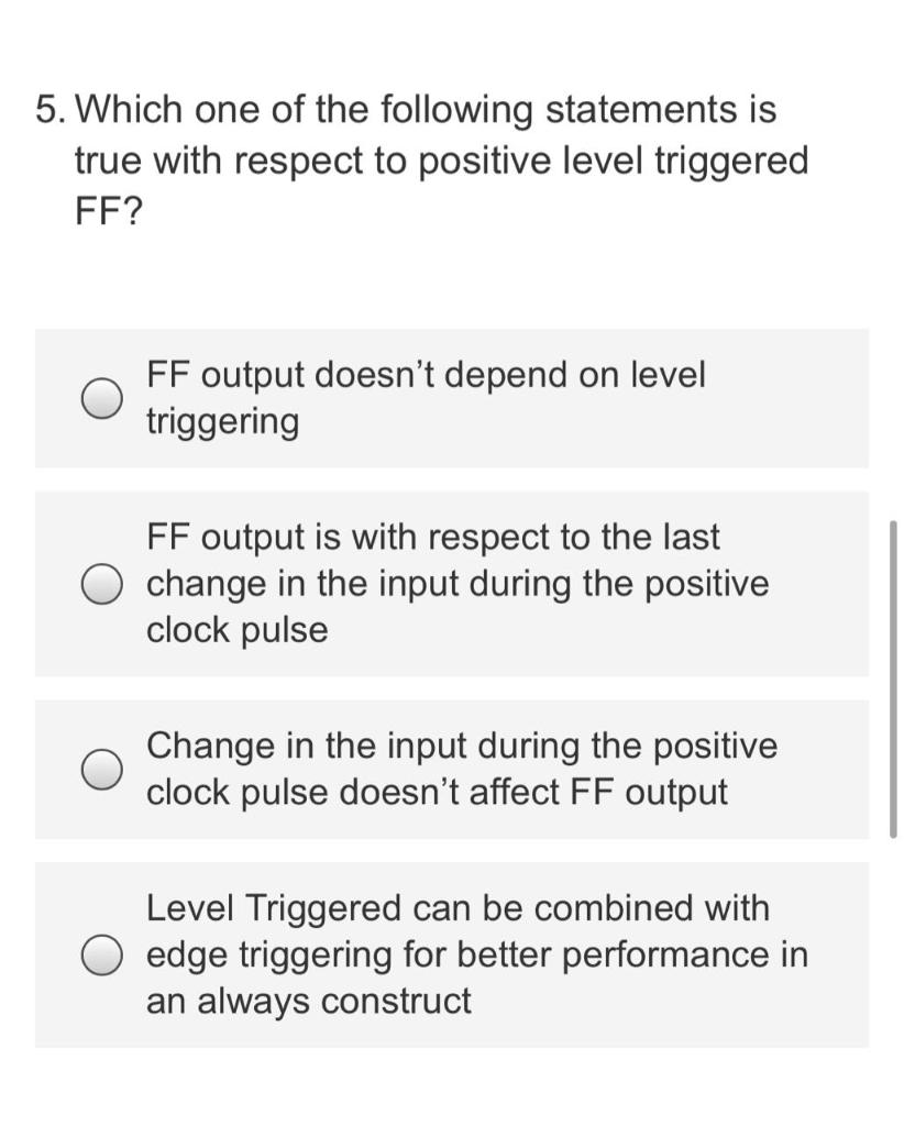 Solved 5. Which one of the following statements is true with | Chegg.com