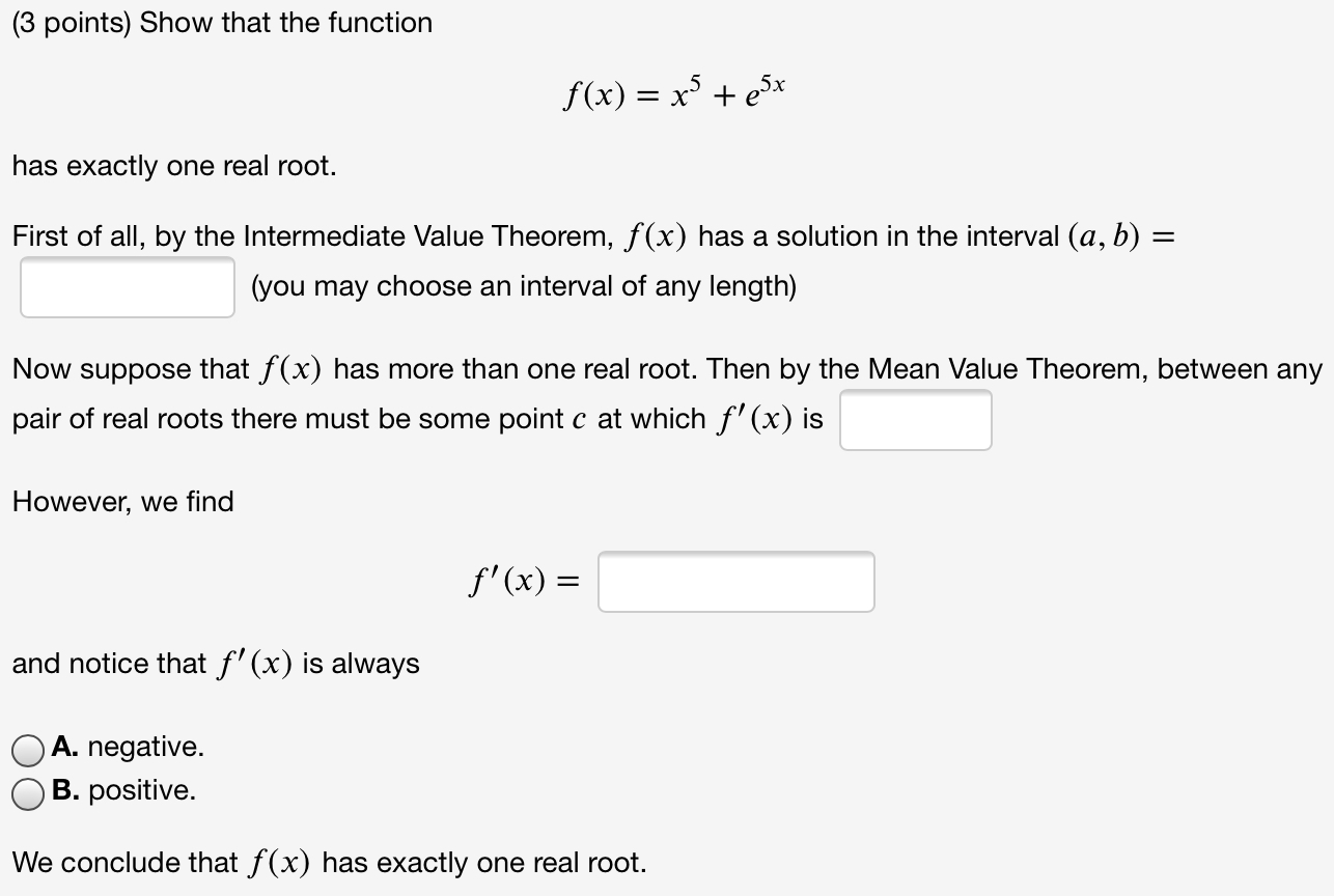 Solved (3 points) Show that the function f(x) xex has | Chegg.com