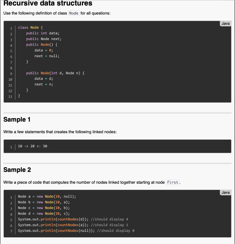 Solved Recursive data structures Use the following | Chegg.com