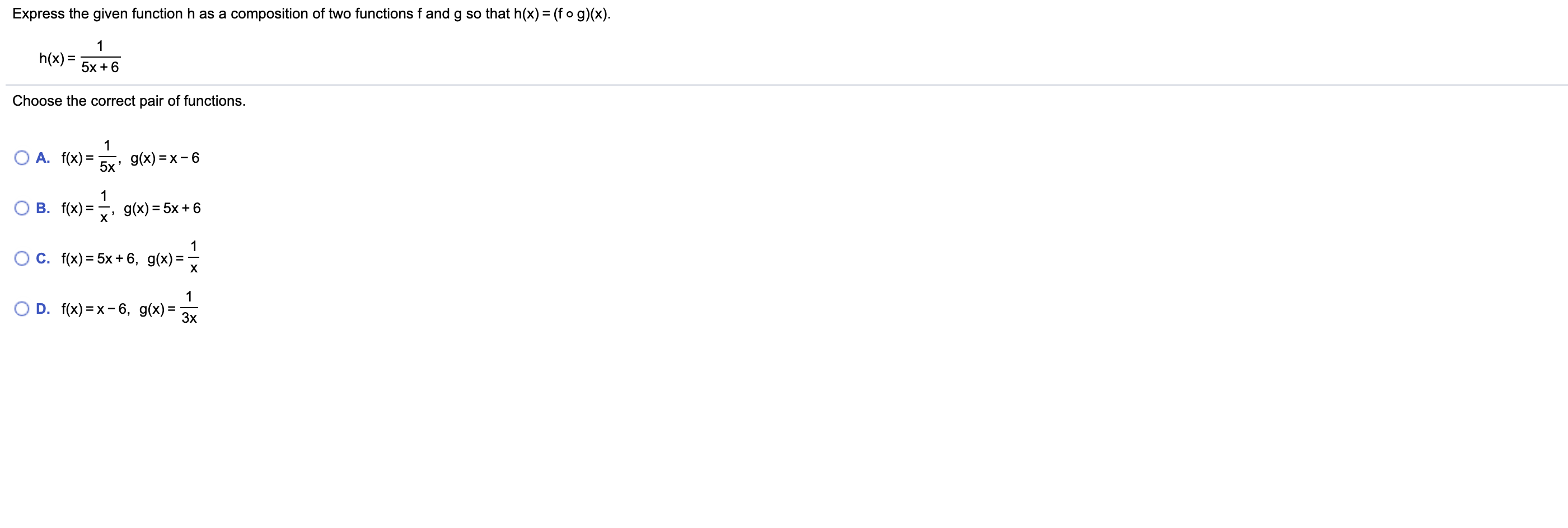 Solved Express the given function h as a composition of two | Chegg.com