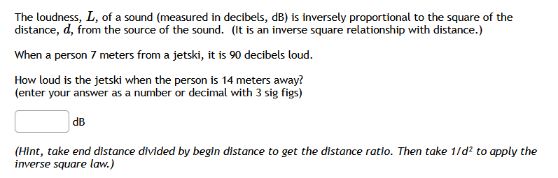 Solved The loudness, L, of a sound (measured in decibels, dB | Chegg.com