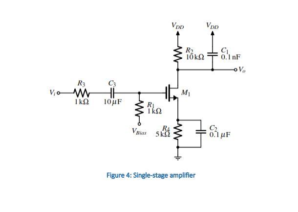 Solved Implement the the single-stage amplifier of Figure 4 | Chegg.com