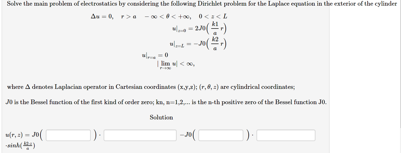 Solved Solve the main problem of electrostatics by | Chegg.com