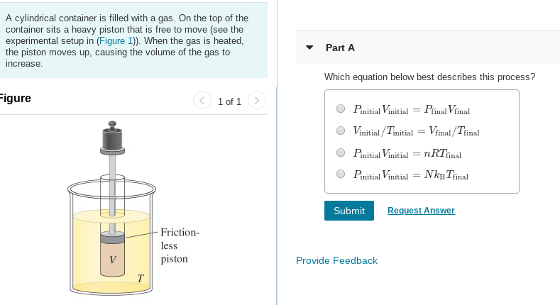 Solved A cylindrical container is filled with a gas. On the | Chegg.com