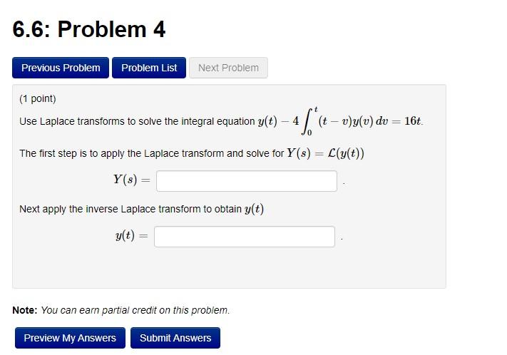Solved (1 point) Use Laplace transforms to solve the | Chegg.com