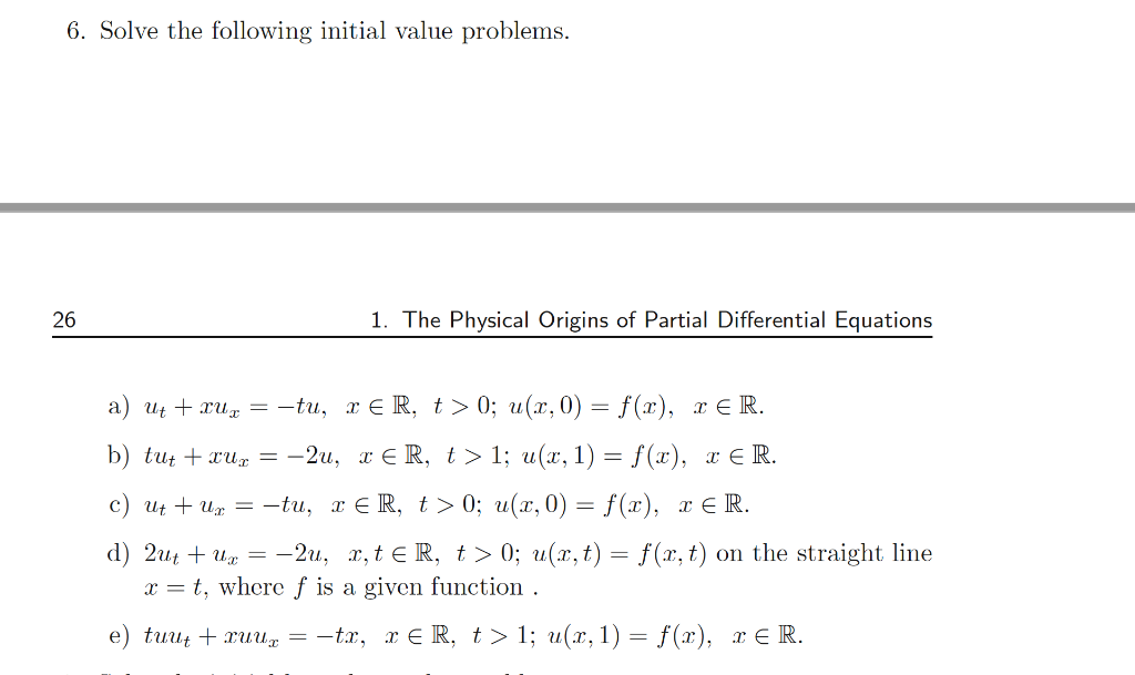 Solved 6. Solve the following initial value problems. 26 1. | Chegg.com