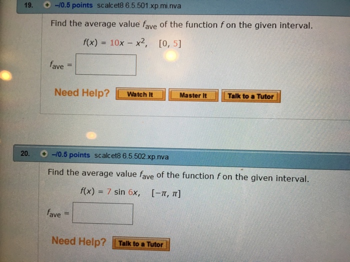 Solved Find the average value f_ave of the function f on the | Chegg.com Solved Find the average value f_ave of the function f on the | Chegg.com