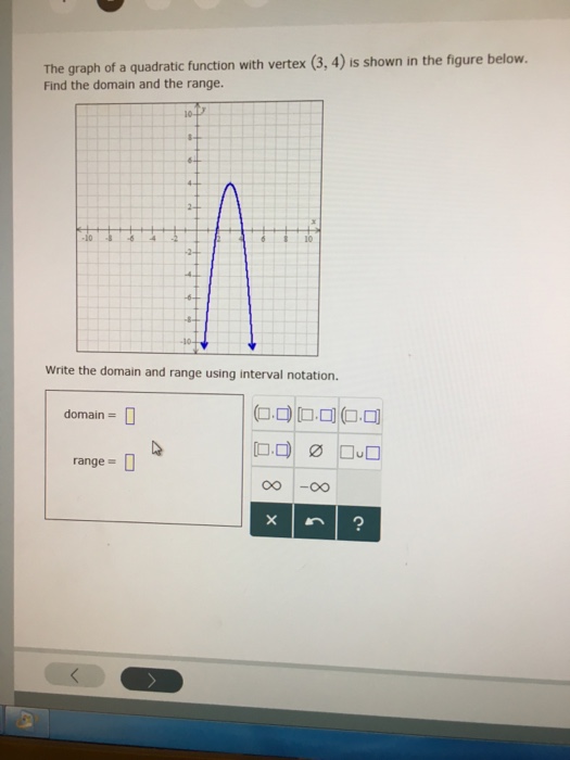 Solved The graph of a quadratic function with vertex (3, 4) | Chegg.com