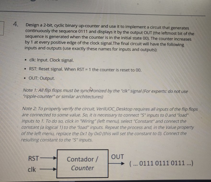 4 Design A 2 Bit Continuously The Sequence 0111 And
