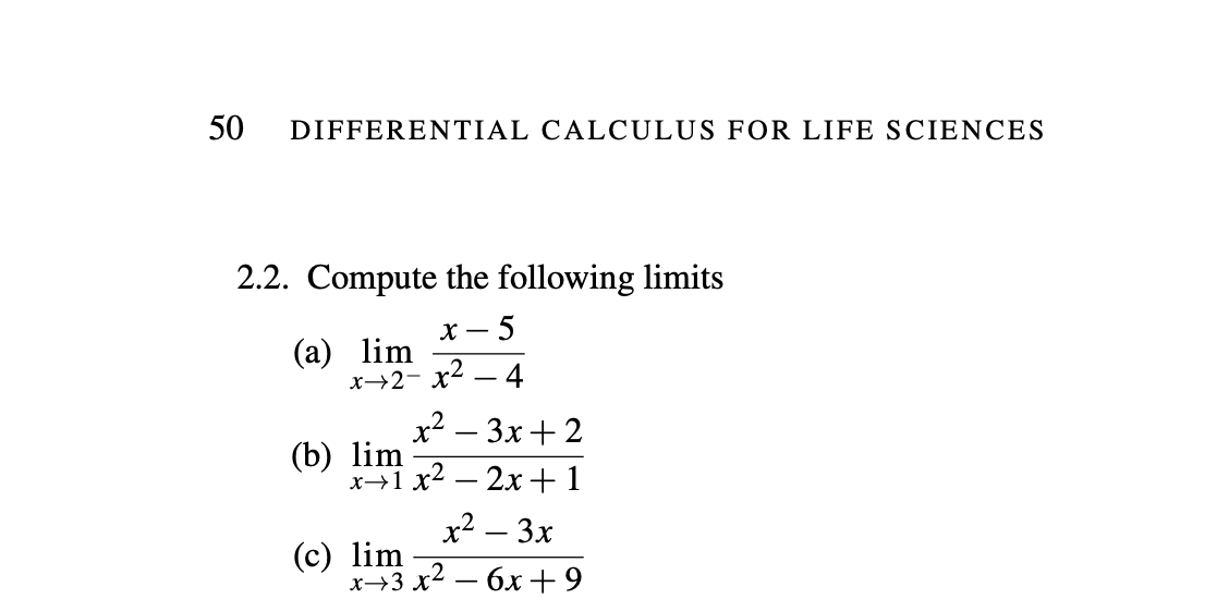 Solved 50 DIFFERENTIAL CALCULUS FOR LIFE SCIENCES 2.2. | Chegg.com