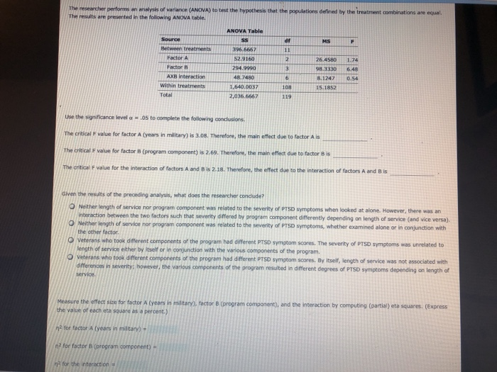 Solved 3. Measuring effect size for two-factor ANOVA A Aa l | Chegg.com
