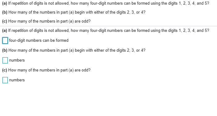 Solved (a) If repetition of digits is not allowed, how many | Chegg.com