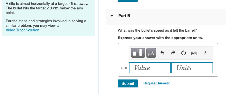 Solved A rifle is aimed horizontally at a target 46 m away. | Chegg.com