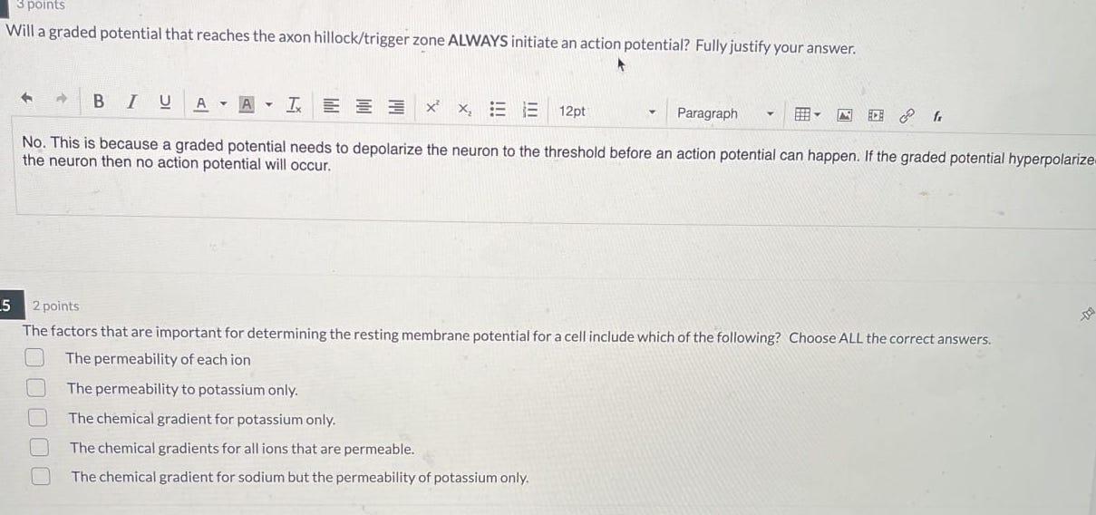 Solved Upon reaching threshold, the voltage-gated Na+ and K+ | Chegg.com