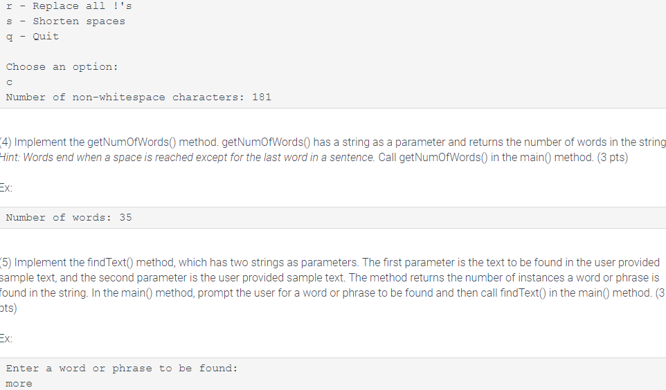Solved 1 Prompt User Enter String Choosing Store Text String Output String 1 Pt Ex Enter