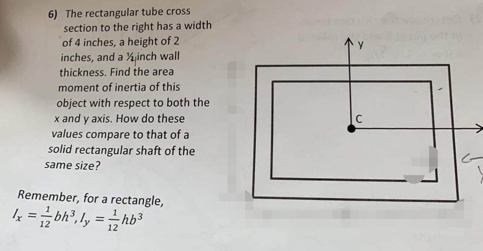 Solved 6) The rectangular tube cross section to the right | Chegg.com