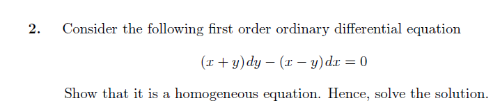 Solved 2 Consider The Following First Order Ordinary