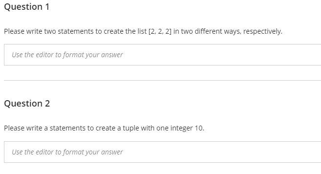 Solved Question 1 Please write two statements to create the | Chegg.com