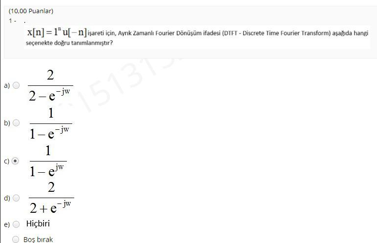 Solved x[n]=1nu[−n] işareti için, Aynk Zamanlı Fourier | Chegg.com