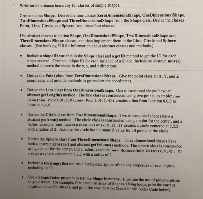 Solved 1. Write an inheritance hierarchy for classes of | Chegg.com