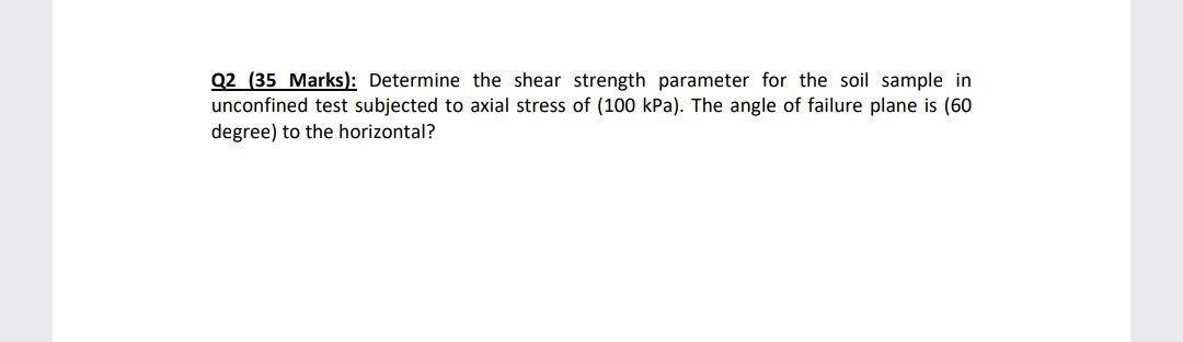 Solved Q2 (35 Marks): Determine the shear strength parameter | Chegg.com