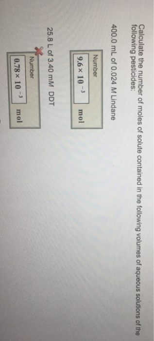 Solved Calculate The Number Of Moles Of Solute Contained In