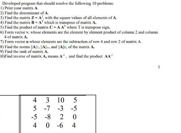 Solved Developed program that should resolve the following | Chegg.com