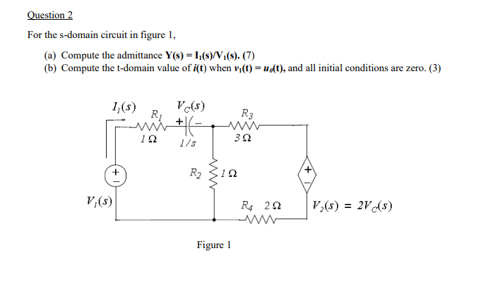 Solved Question 2 For the s-domain circuit in figure 1, (a) | Chegg.com