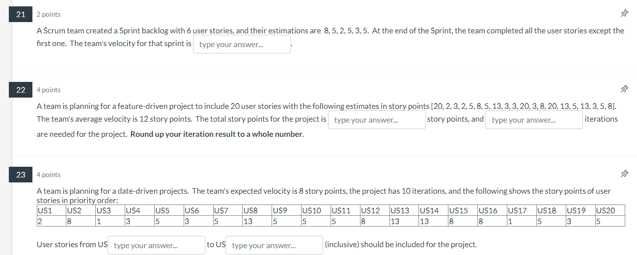 Solved A Scrum team created a Sprint backlog with 6 user | Chegg.com