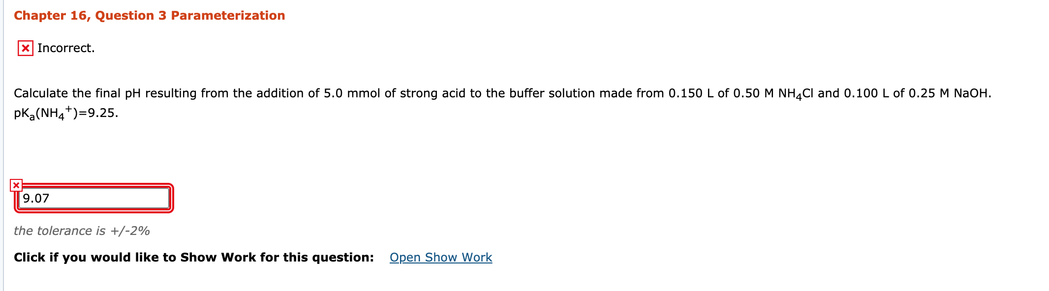 Solved Chapter 16, Question 3 Parameterization X Incorrect. | Chegg.com