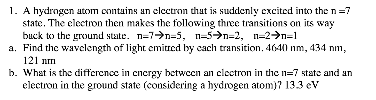 Solved 1 A Hydrogen Atom Contains An Electron That Is
