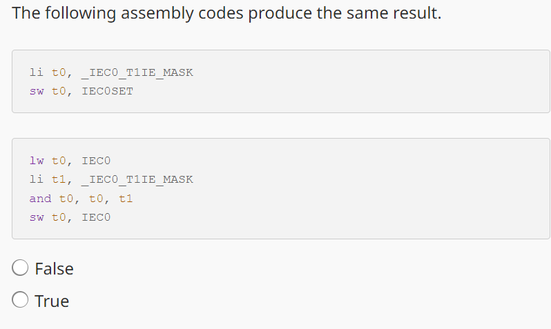 Solved The following assembly codes produce the same result. | Chegg.com