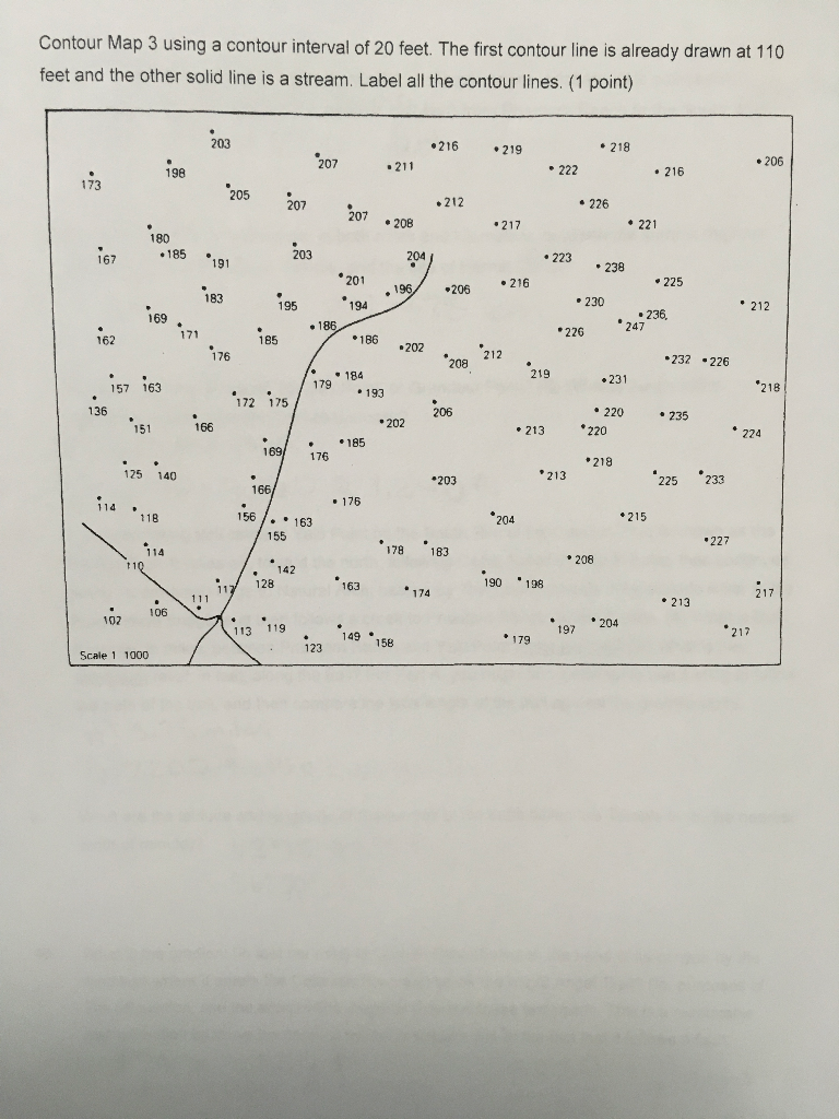 Solved Contour Map 3 using a contour interval of 20 feet. | Chegg.com