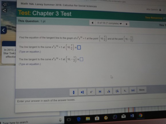 Solved Math 16A. Laney Summer 2018. Calculus for Social | Chegg.com