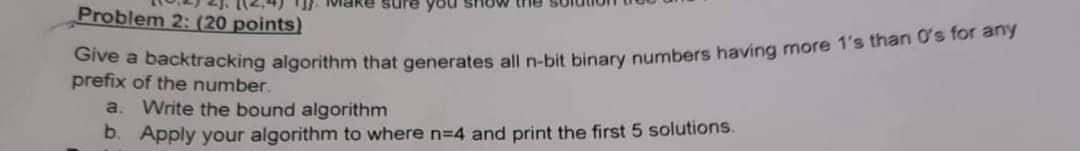 Solved sure you Problem 2: (20 points) Give a backtracking | Chegg.com