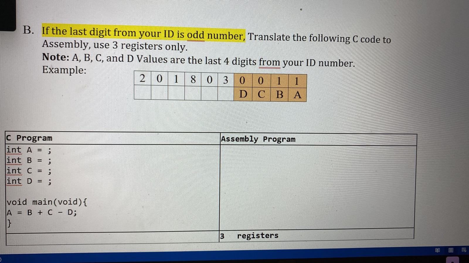 Solved B. If the last digit from your ID is odd number, | Chegg.com