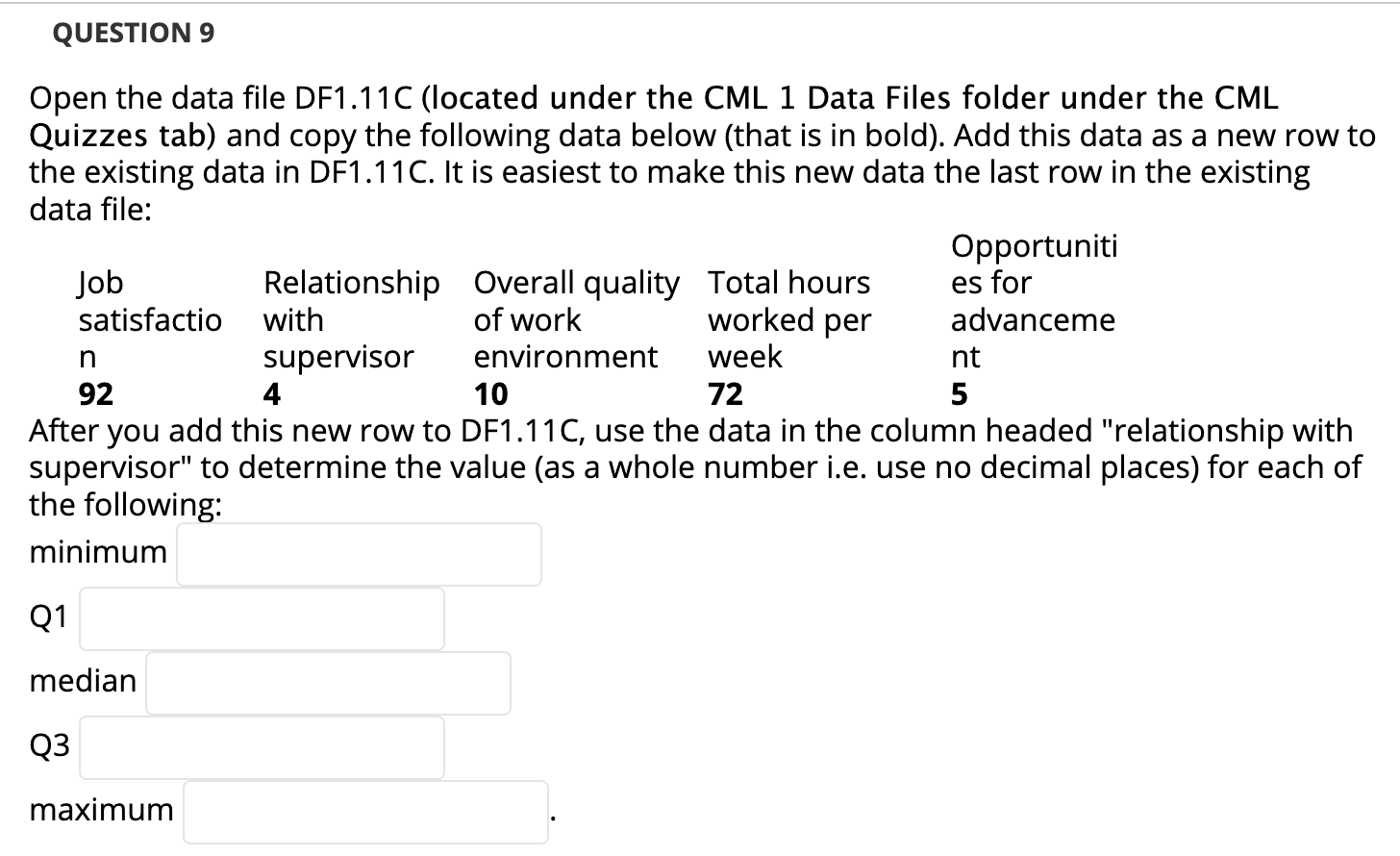 Solved Open The Data File Df111c Located Under The Cml 1 