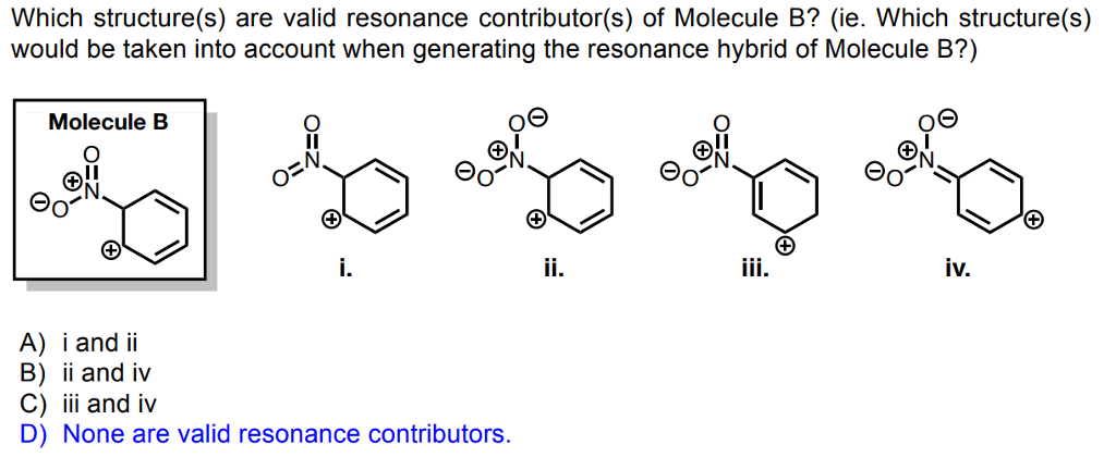 Solved Which structure(s) are valid resonance contributor(s) | Chegg.com