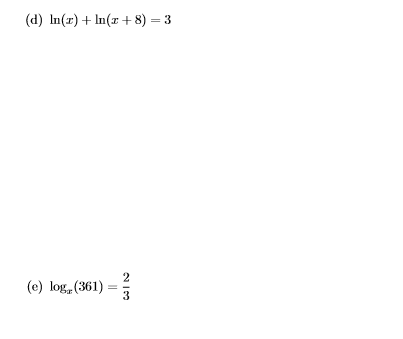 Solved (4 points each) Solve each logarithmic equation. For | Chegg.com