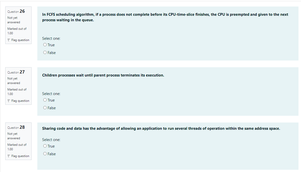 Solved Question 26 Not yet answered In FCFS scheduling | Chegg.com