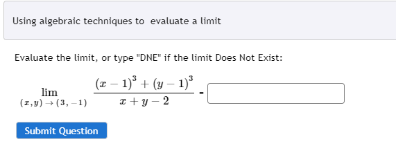 Solved Using algebraic techniques to evaluate a limit | Chegg.com