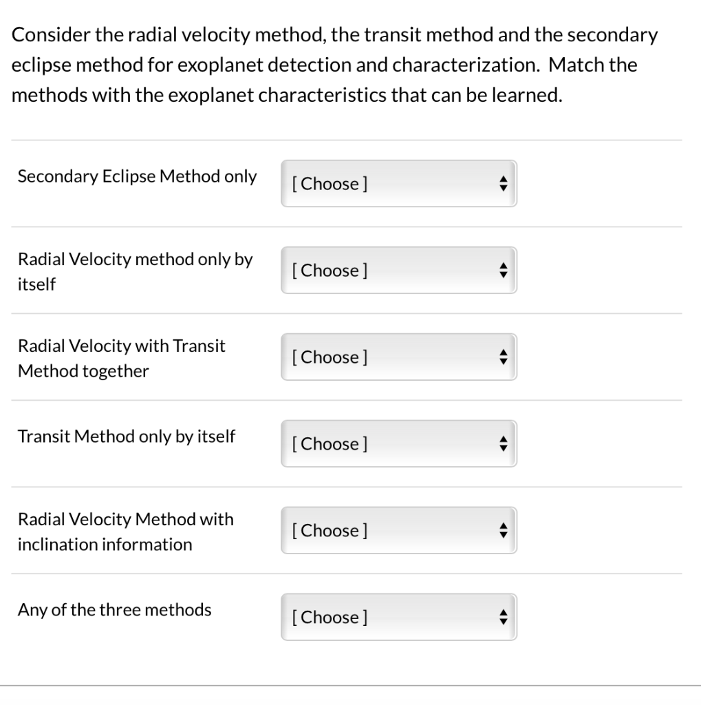 Consider the radial velocity method, the transit | Chegg.com