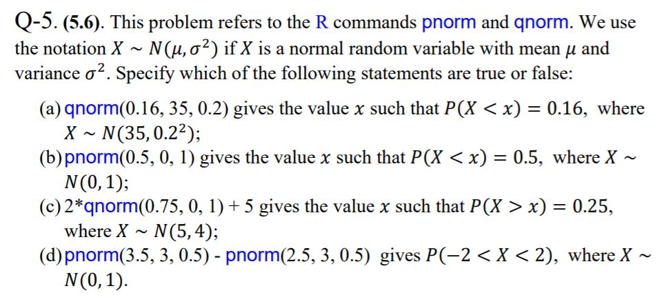 Solved Q-5. (5.6). This problem refers to the R commands | Chegg.com