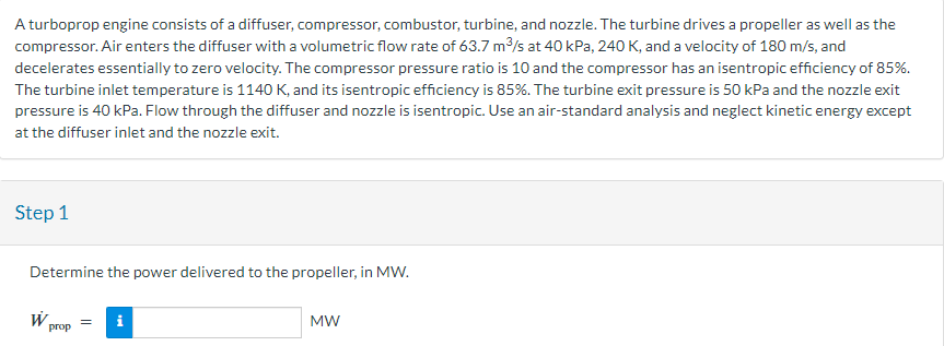 Solved A turboprop engine consists of a diffuser, | Chegg.com
